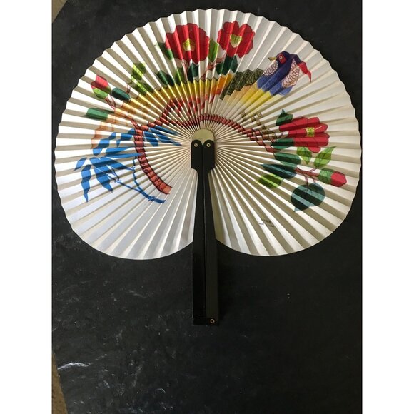 Accents | Vintage Hand Fan Peacock Flowers Paper Folding Hand Fan Made ...